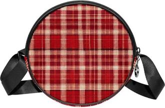 Generic Petit sac &agrave; bandouli&egrave;re Circle pour femme, sac &agrave; bandouli&egrave;re r&eacute;tro rouge avec fermeture &eacute;clair, bretelles r&eacute;glables, sac &agrave; main rond d&eacute;contract&eacute; pour 
