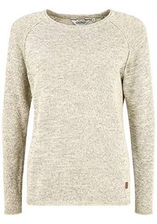 Oxmo Daniela Pull en Maille Pull-Over Tricot pour Femme, Taille:XXL, Couleur:Bone White (70016)