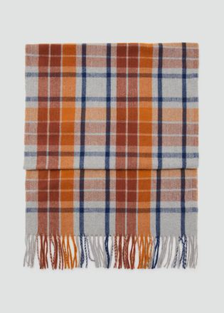Mango Check scarf with fringed ends caramel - Femme - Taille unique - MANGO