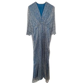Issa Blue & White Printed Silk Gown Size S