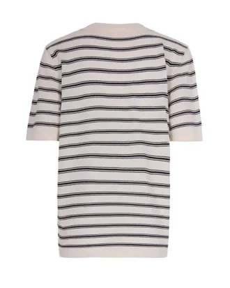 A.P.C. Mens Knit Polo Shirt Ecru-Black Cotton Ecru/black T-shirts And Polos