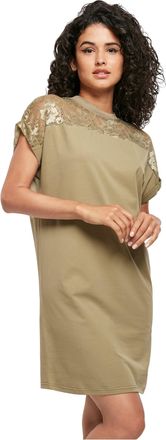 Urban Classics Ladies Lace Tee Dress Khaki XXL