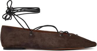 Polo Ralph Lauren Ballerinas Suede Lace-Up Pointed Ballet Flat 818P15775001 Braun