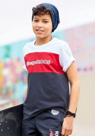 Kangaroos T-Shirt in Colorblockdesign Kurzarm, Basic-Passform, bedruckt und mehrfarbig