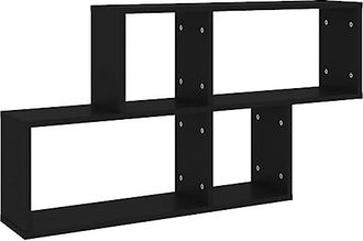 vidaXL &Eacute;tag&egrave;re Murale, Support Suspendu avec Rangement, Meuble Flottant Salon Salle de S&eacute;jour Int&eacute;rieur, Moderne, Noir Bois dIng&eacute;nierie