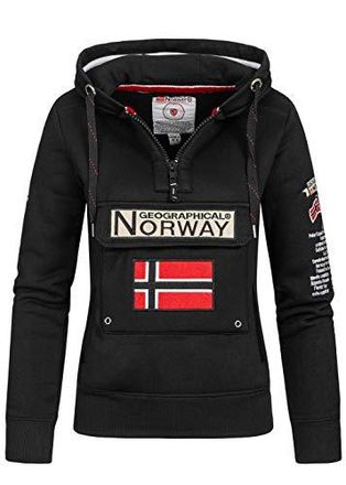Geographical Norway GYMCLASS Lady - Sweat Femme Capuche Poches Kangourou - Sweatshirt Femmes Manche Longue Pull Casual Manches Longues Chaud - Hoodie Veste Tops Sport Noi