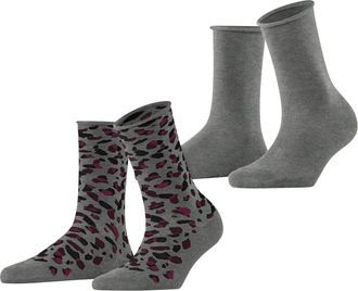 Esprit Damen Art Pattern Multipack W So Baumwolle Gemustert Socken, Grau Light Grey 3400, 39-42 (2er Pack)