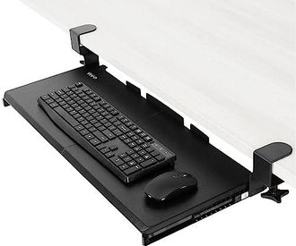 Vivo Plateau de clavier coulissant &agrave; placer sous le bureau avec syst&egrave;me de fixation en C extra robuste | Pour clavier et souris
