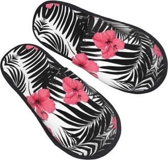 Generic Pantoufle Impression DHibiscus Rouge Chaussons Maison Respirantes Chausson Pour Chambre Ext&eacute;rieur Femme L