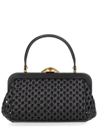Cult Gaia Womens Shoulder Bag Zuma Mini Black Cotton Rayon