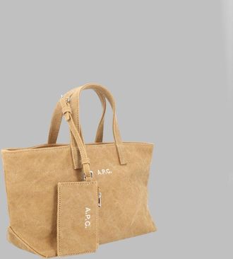 A.P.C. Womens Small Shoulder Bag Le Drummer Toile Brown Cotton Handbags Hand