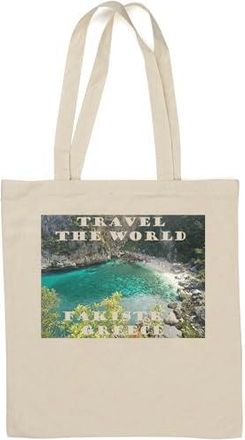 Generic Travel the world Fakistra, Grèce Sac fourre-tout en coton naturel Blanc