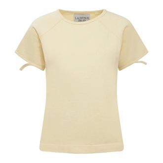 Laurence Bras Femme, Tops, Beige, Taille: 36 FR T-shirt col rond brodé avec détail sur les manches
