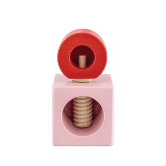 Alessi Twergi ES20 2 - Design-Nußknacker aus Buchenholz, mit Farbigem Griff und Körper, Glanzlackierung, Rosa und Rot