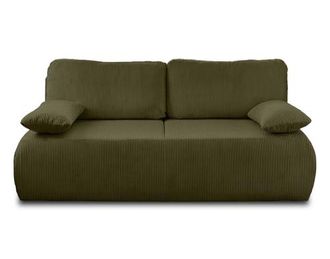 Best Mobilier BestMobilier - Canapé Convertible avec Coffre Loutro en Velours Côtelé - Canapé Lit - Sofa Vert 3 Places - Salon