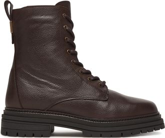 Tommy Hilfiger Schnürstiefeletten Tommy Hilfiger Th Plaque Pebble Lace Boot Warm FW0FW08767 Braun