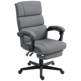 HOMCOM Bürostuhl, Ergonomischer Schreibtischstuhl mit Armlehne, Fußstütze, Höhenverstellbarer Drehstuhl mit Samt-Optik Computerstuhl, Dunkelgrau