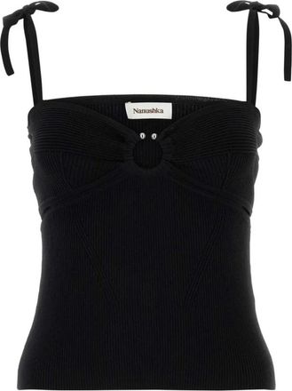 Nanushka Femme, Tops, Noir, Taille: 40 FR Haut dos nu en maille c&ocirc;tel&eacute;e avec d&eacute;tail anneau