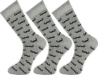 MySocks 3 Paires Chaussettes Unisexe Design Moustache grise