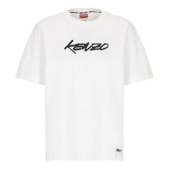 Kenzo Femme, Tops, Blanc, Taille: 40 FR T-shirt Blanc en Coton avec Imprimé