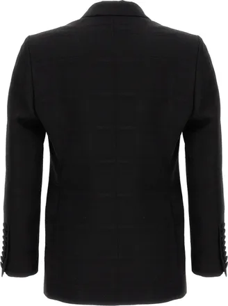 Etro Check Double-Breasted Wool Blazer - Black