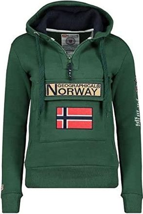 Geographical Norway Sweat à capuche pour homme, avec demi-fermeture éclair et sac banane, sweat à capuche à manches longues, production décontractée de BANS de loisirs, V