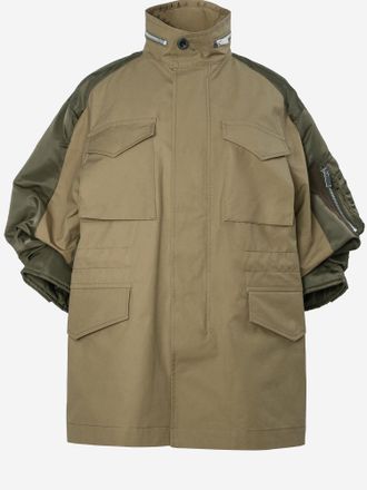 sacai Womens Short-Sleeve Cotton Jacket Beige