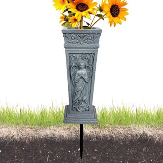 Generic Grab | Harzengel Mit Schnitzerei Wetterbest&auml;ndig,Halter F&uuml;r Blumen Auf Friedhof - F&uuml;r Freunde Mama Vater Verwandte Grabsteine Friedh&ouml;fe Grabsteine