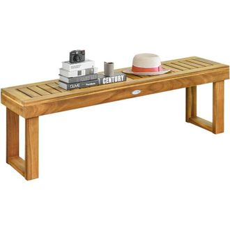 Costway Costway - Sitzbank Massivholz bis 360kg, Gartenm&ouml;bel Gartenbank, Esszimmerbank 132x34x43,5cm mit Fussst&uuml;tze