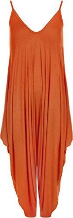 WearAll Femmes Lagenlook Lacets Bouffant Harem Combinaison Robe Haut Salopette - Rouille - 48-50