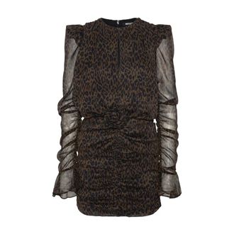 Rotate Rotate Birger Christensen - Mini-robe fleurie drap&eacute;e - Femme - Robes - Brun - Taille: 36 FR