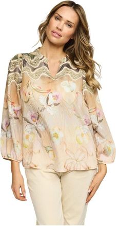 2-Biz Femme, Blouses et Chemises, Beige, Taille: 44 FR Blouse Florale