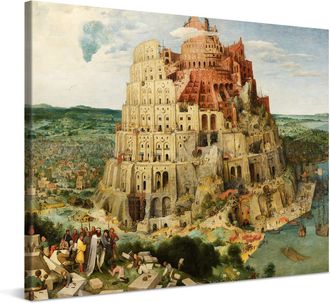 Picanova Pieter Bruegel - The Tower of Babel 100x75cm - Bild auf Leinwand - Premium Kunstdruck Auf 2cm Holz-Keilrahmen F&uuml;r Schlaf- Und Wohnzimmer - Klassische 