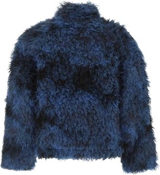 McQ by Alexander McQueen Two-Tone Eco Fur Coat - Navy