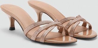Mango Sandales talon lani&egrave;re strass nude - Femme - 35 - MANGO