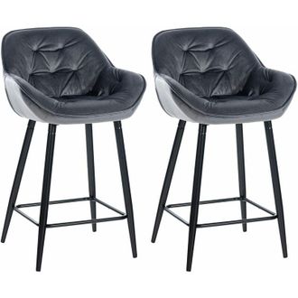 Clp 2er Set Barhocker Gibson dunkelgrau Samt