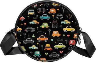 Generic Sac &agrave; bandouli&egrave;re circulaire pour femme, joli petit sac &agrave; bandouli&egrave;re avec fermeture &eacute;clair, bretelles r&eacute;glables, sac &agrave; main rond d&eacute;contract&eacute; pour fem