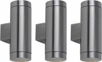 ETC Shop Lot de 3 spots muraux haut vers le bas éclairage de façade en acier inoxydable lampes extérieures de porte de maison spots