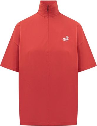 Msgm Msgm, Femme, Tops, Rouge, Taille: 38 FR T-shirt en jersey &agrave; col montant avec zip