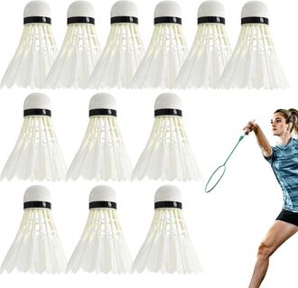 Generic Badminton-Feder, Badminton-Federn | Badminton-Trainingsball, 12-teilig, stabiler und schneller Trainingsball f&uuml;r Strandschl&auml;gerspiele, Spielplatz, Ter