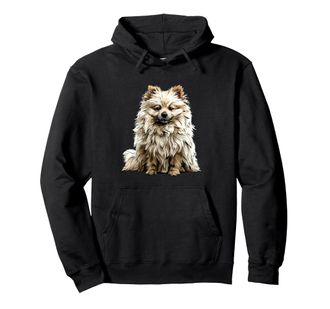 Whyitsme Design Wei&szlig;er Zwergspitzhund Illustration Pullover Hoodie