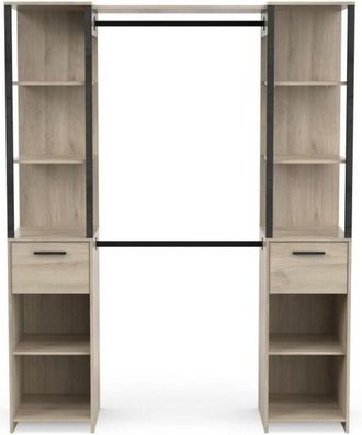 Demeyere Kit dressing GARY - Ch&ecirc;ne Kronberg et noir mat - Dimensions 159,8 x 49,5 x 200,3 cm - 2 colonnes et 2 tiroirs coulissants - Demeyere