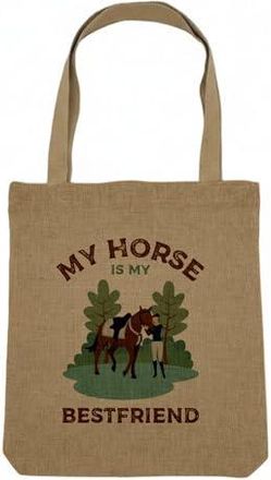 Fabulous Sac Shopping Tote Bag Aspect Lin - My Horse is My Bestfriend Horseback riding - Sac de Courses Toile Epaisse 360g Beige Naturel Cabas Port&eacute; Epaule Sol