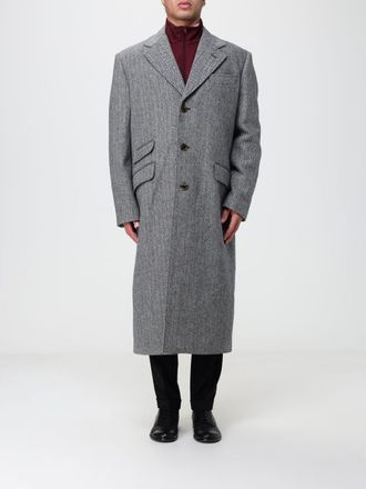Valentino Garavani Manteau long droit en laine vierge &agrave; motif chevrons