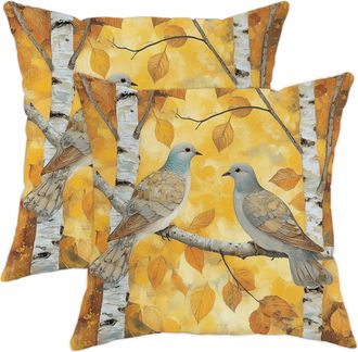 Generic Herbsttauben Sofakissen Atmungsaktiv Kissenh&uuml;lle Quadratische Kissenh&uuml;llen F&uuml;r B&uuml;ro Hotel Bett 45X45Cm 2Er Set