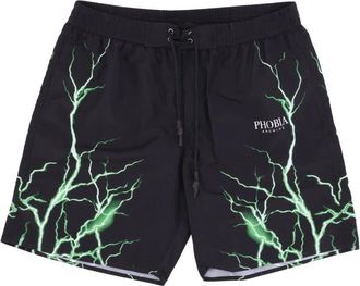 Phobia Archive Homme, Maillots de bain, Noir, Taille: S Lightning Print Swim Shorts