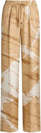 Kiton Femme, Pantalons, Beige, Taille: 40 FR Pantalon ample &agrave; motif abstrait