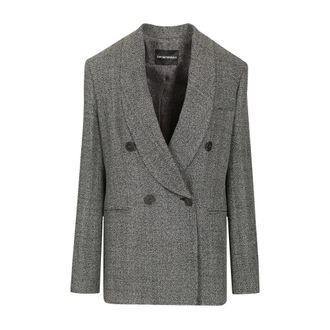 Emporio Armani Femme, Vestes, Gris, Taille: 42 FR Blazer Double-breasted