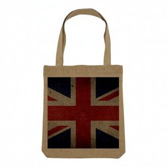 Fabulous Sac Shopping Tote Bag Aspect Lin - Drapeau Royaume Unis UK Unis Football Sport Equipe Nationale - Sac de Courses Toile Epaisse 360g Beige Naturel Caba