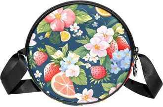 Generic Sac &agrave; bandouli&egrave;re Circle pour femme, petit sac &agrave; bandouli&egrave;re color&eacute; avec fermeture &eacute;clair, bretelles r&eacute;glables, sac &agrave; main rond d&eacute;contract&eacute; pour femme